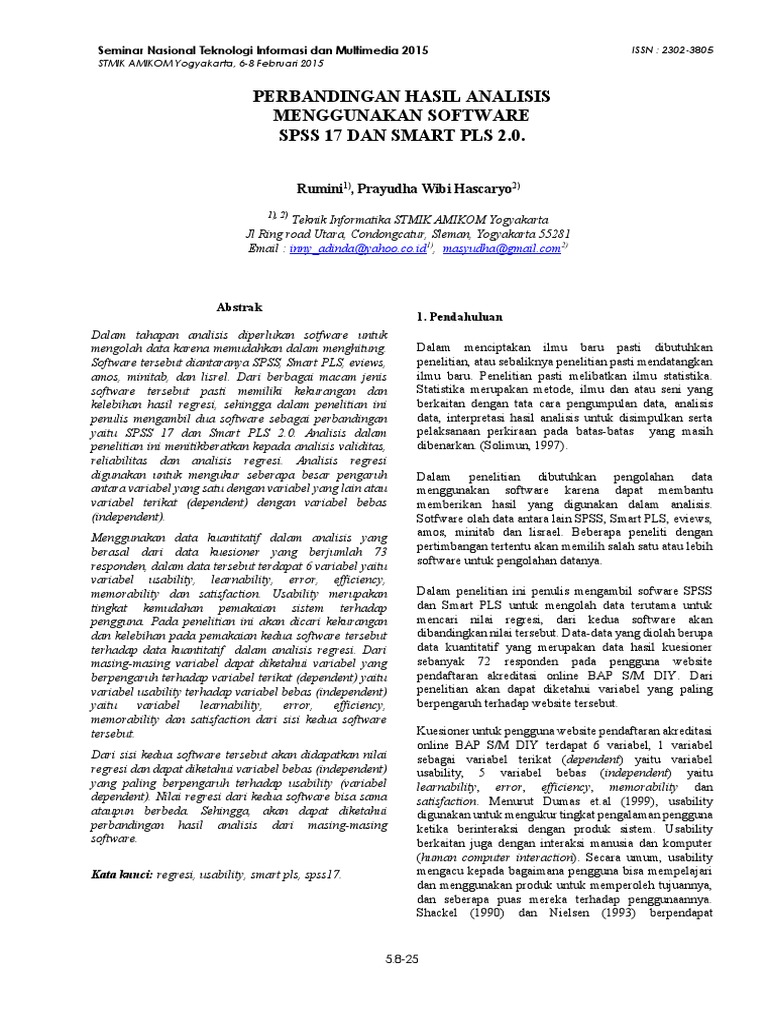 Perbandingan SPSS 17 dan Smart PLS 2.0 | PDF