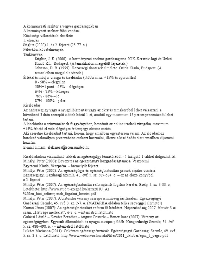 A Kormányzati Szektor A Vegyes Gazdaságokban | PDF