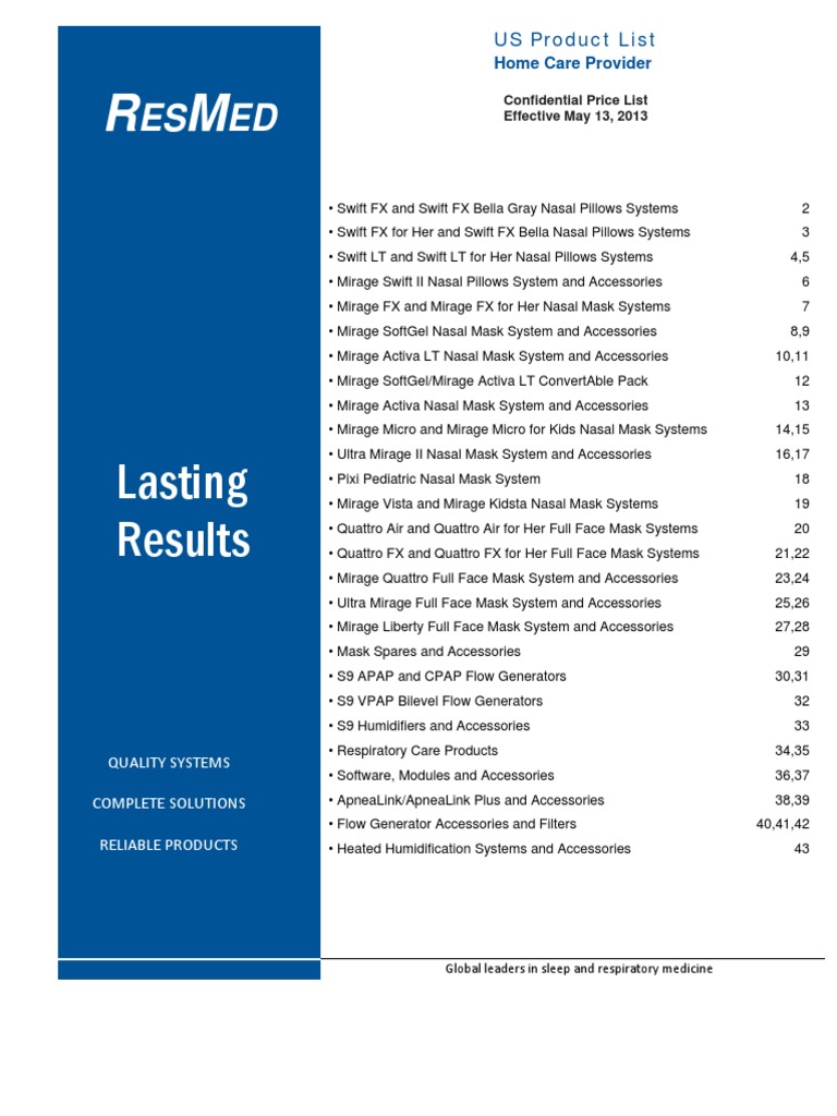 Numeros de Parte Resmed | PDF | Equipment