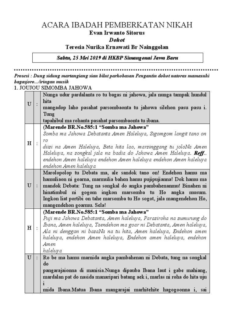 Acara Ibadah Pemberkatan Nikah 20 | PDF