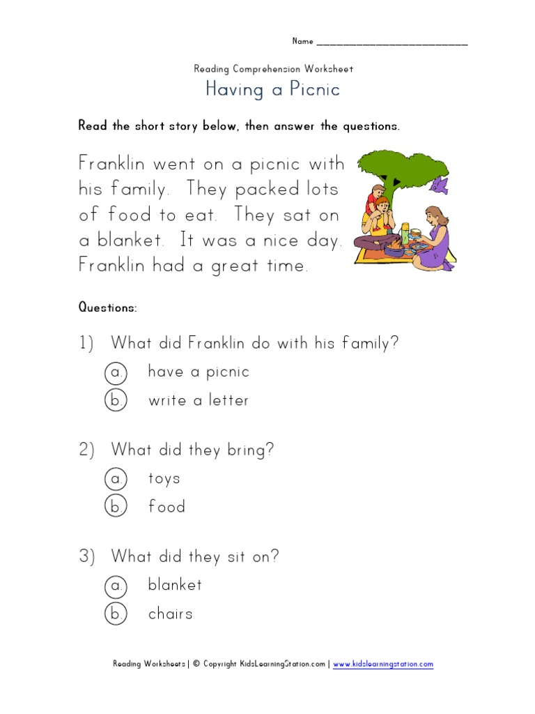Beginner Reading Comprehension Picnic | PDF