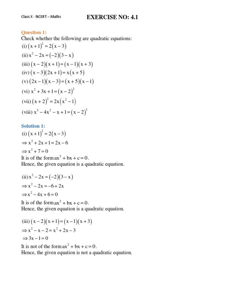 Chapter 4 - Quadratic Equations | PDF | Quadratic Equation | Mathematics