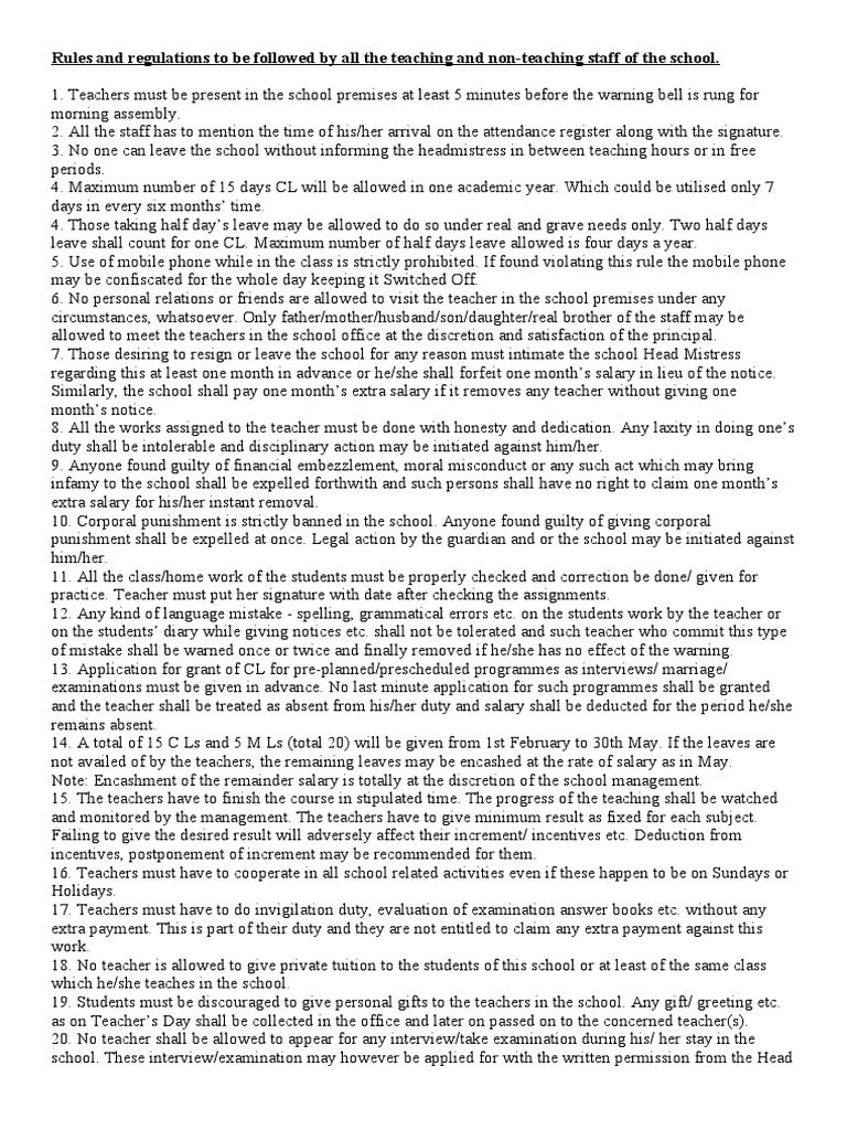 Private School Teacher Regulations | PDF | Teachers | Government