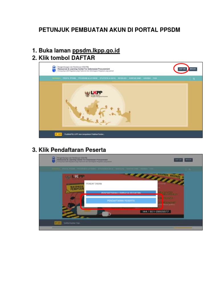 Petunjuk Pembuatan Akun Di Portal PPSDM | PDF