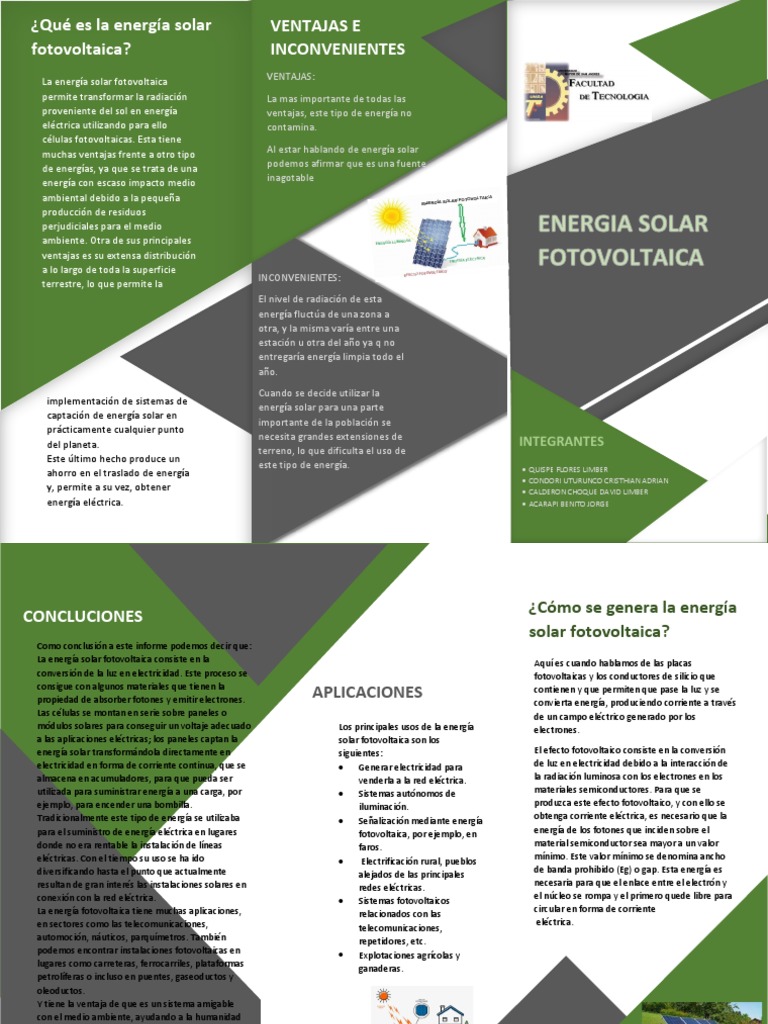 Triptico ENERGIA | PDF | Energía solar | Fotovoltaica