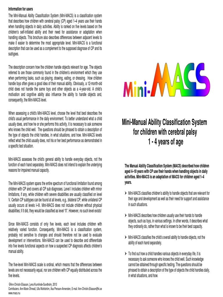 Mini-Manual Ability Classification System For Children With Cerebral ...