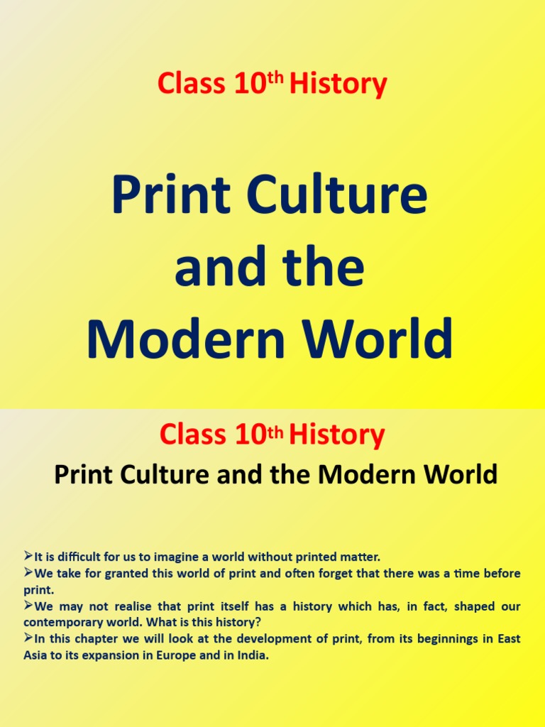 Class 10th History Print Culture and The Modern World | PDF | Books ...