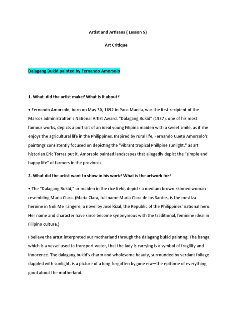 Lesson 5 - Art - Appreciation | PDF