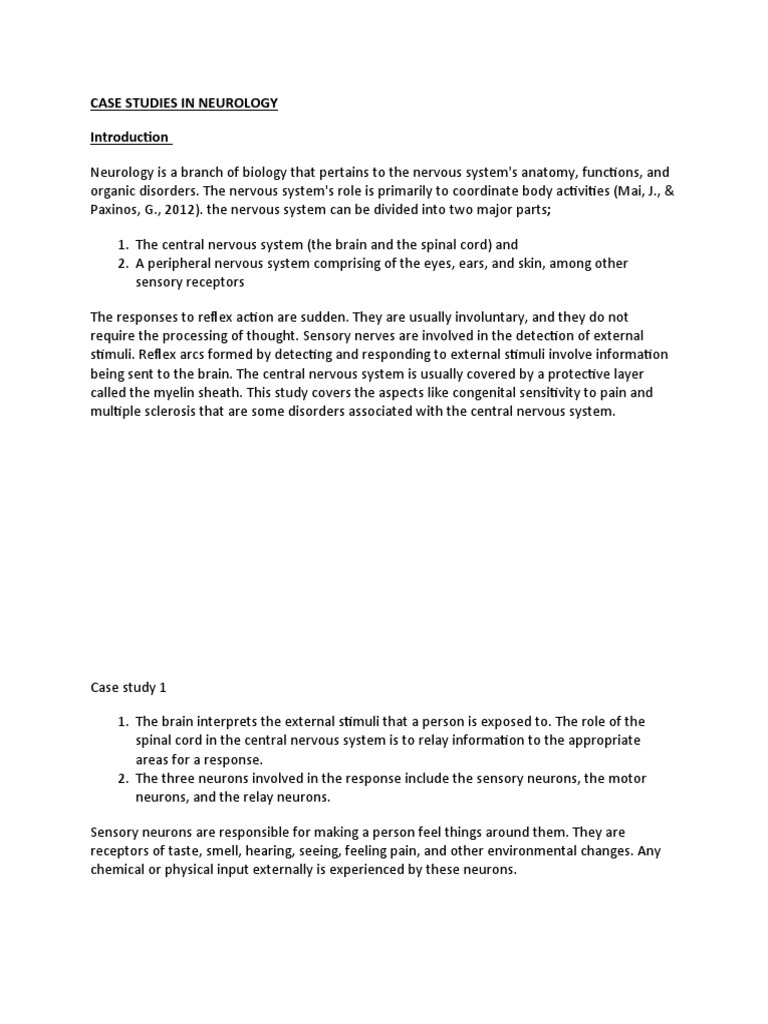 Neurology Case Studies: Pain & MS Insights | PDF | Nervous System ...