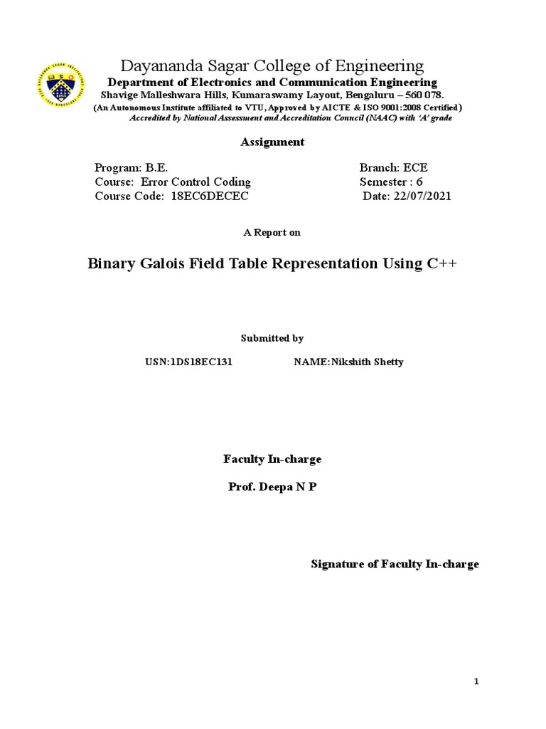 Binary Galois Field Table Representation Using C++ | PDF | Field (Mathematics) | Polynomial
