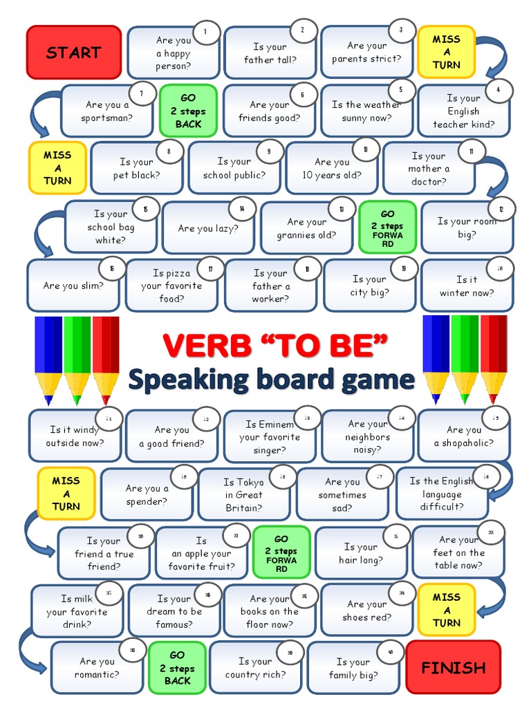 Verb to Be Board Game Instructions | PDF