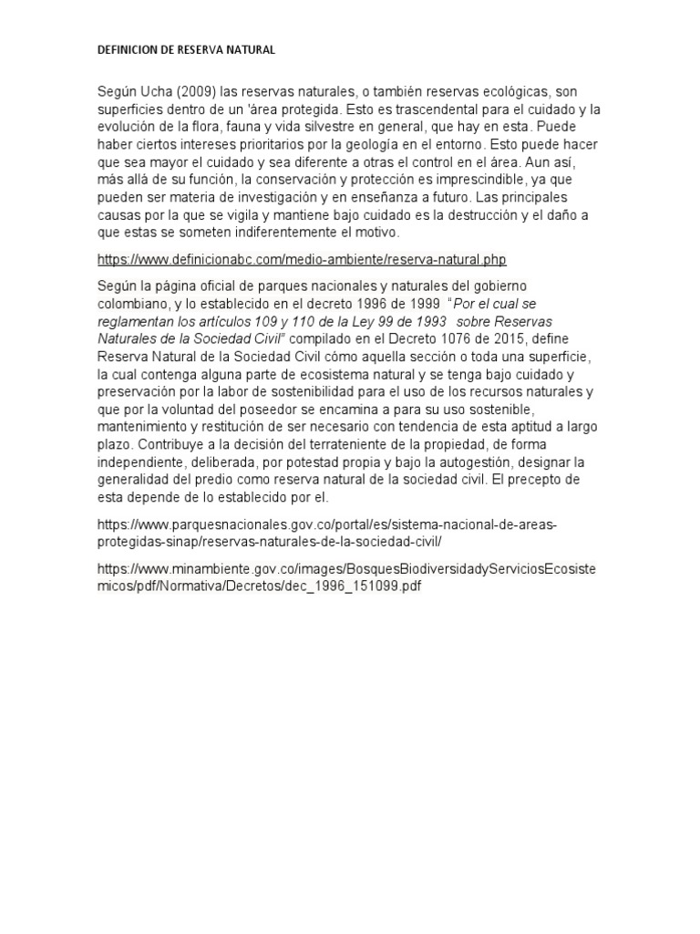 Definición de Reserva Natural | PDF | Ciencia medioambiental | Ecología