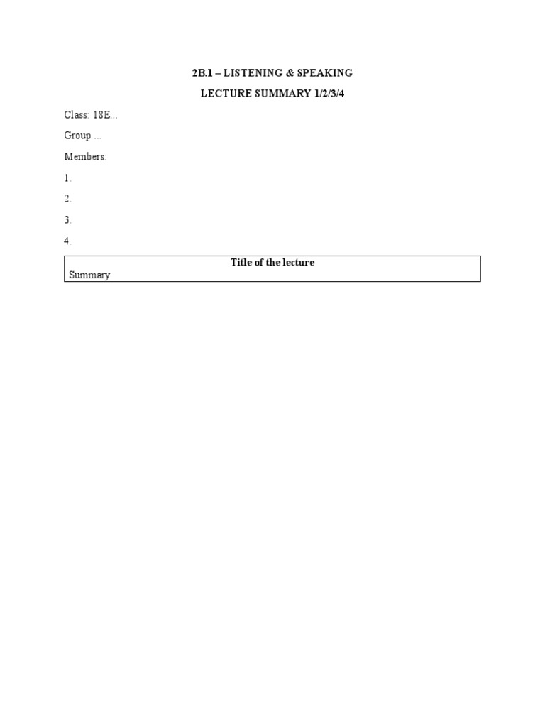 Listening & Speaking Lecture Summary | PDF