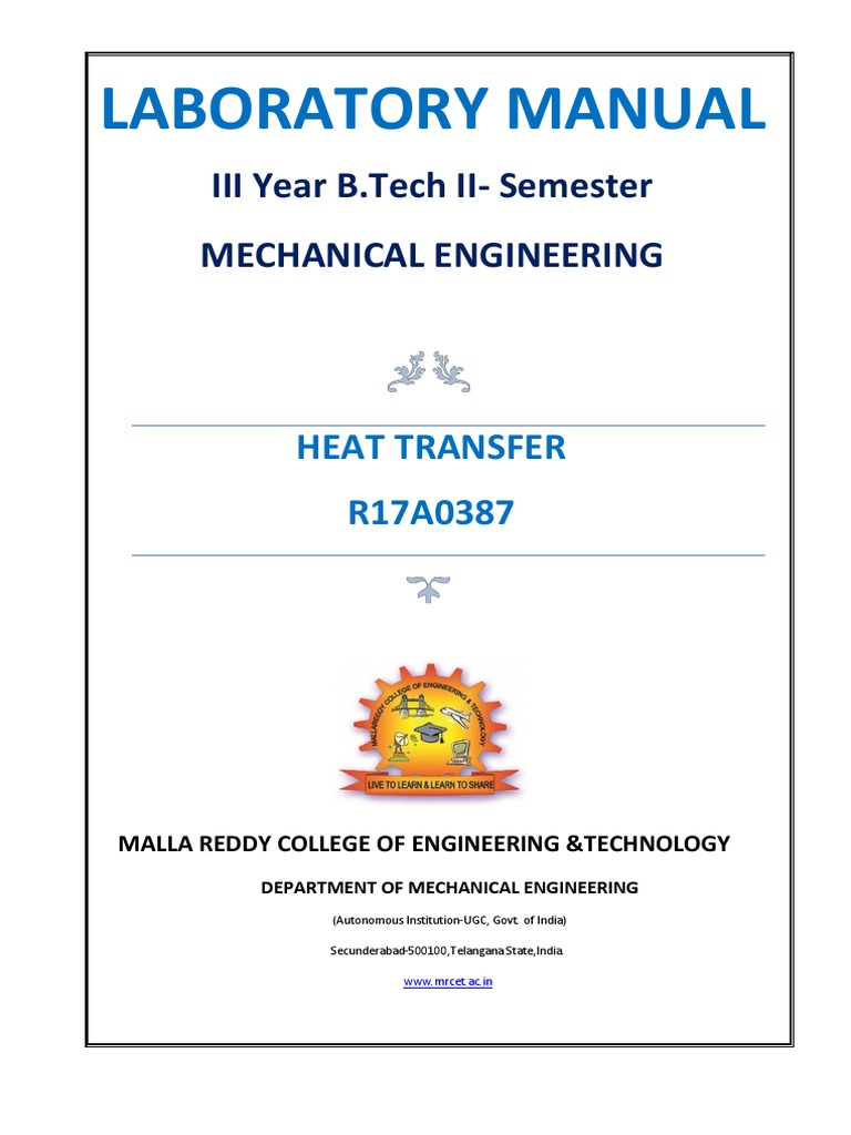Heat Transfer Lab R17A0387 | PDF | Heat Transfer | Heat