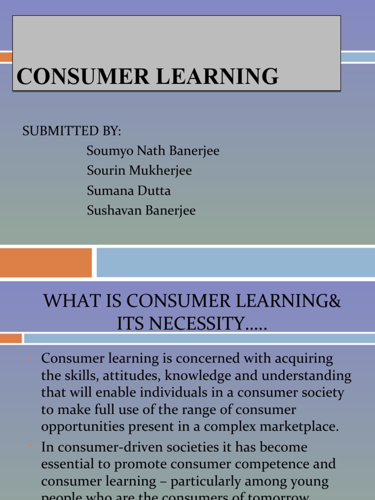 Consumer Learning Insights by Mukherjee | PDF | Reinforcement | Learning