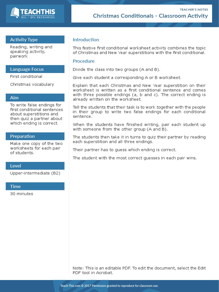 Christmas Conditionals | PDF | English As A Second Or Foreign Language ...