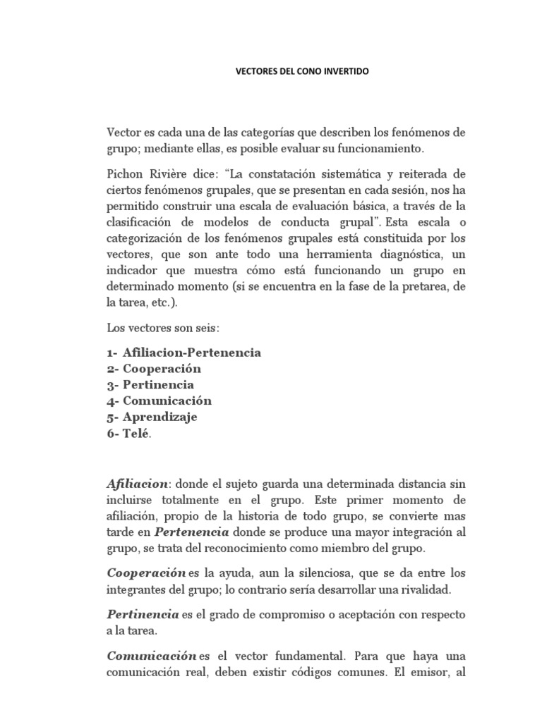 1er Año - Vectores Del Cono Invertido - 1 | PDF | Comunicación ...