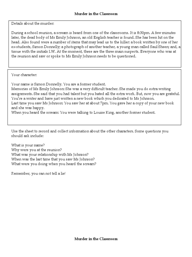 Murder in The Classroom | PDF
