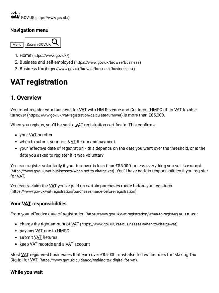 UK VAT Registration Guide | PDF | Value Added Tax | Trade