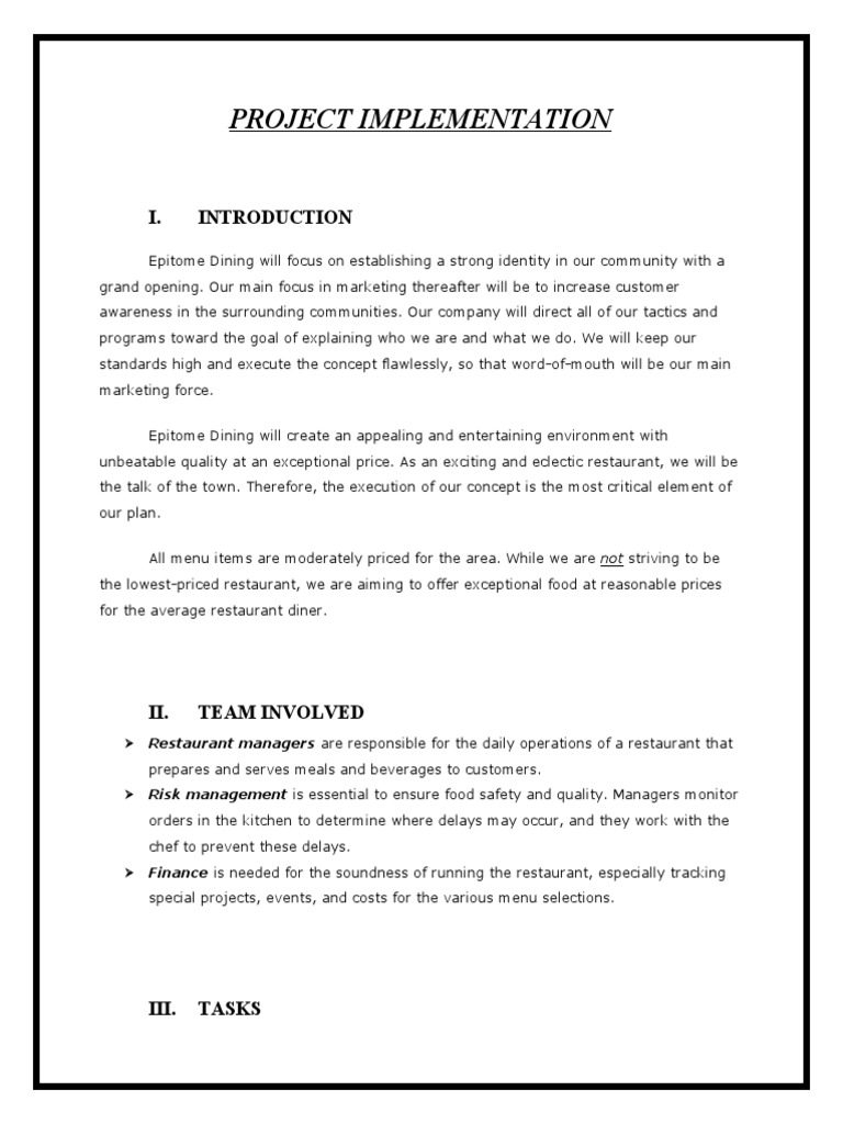 Project Implementation | PDF | Restaurants | Foods
