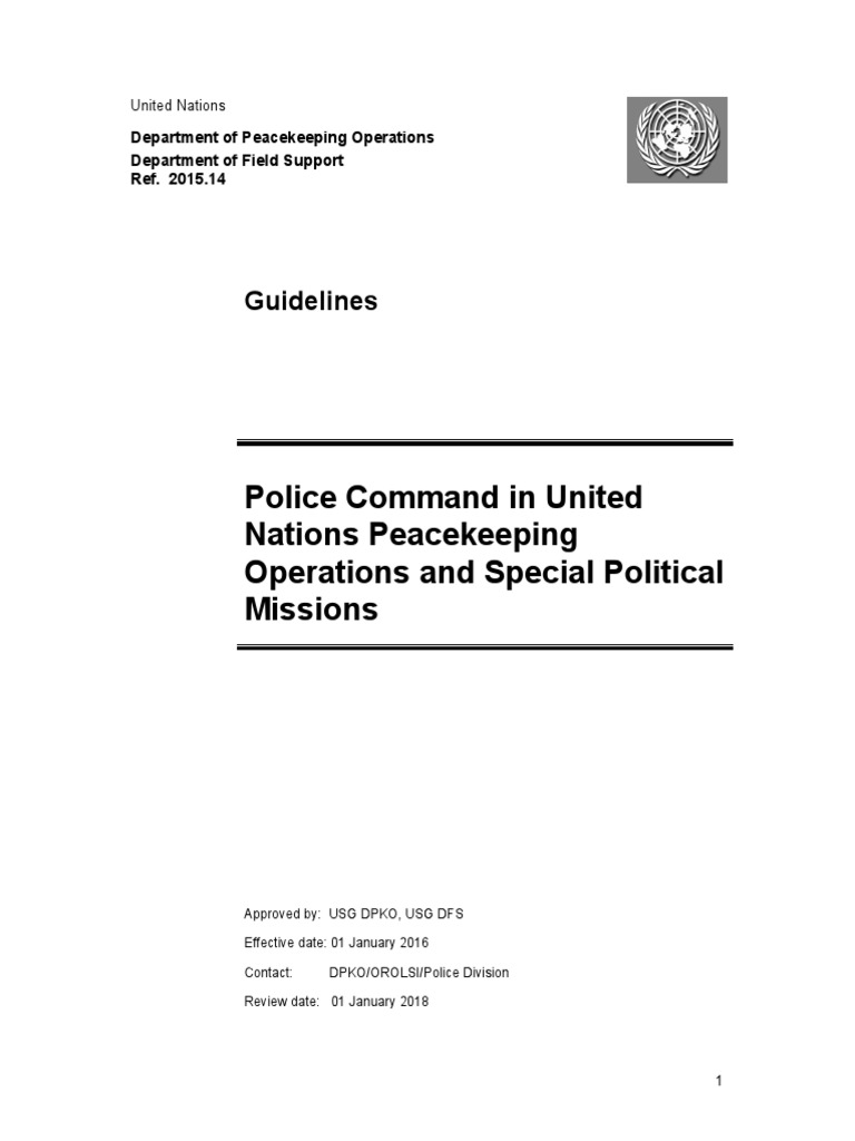 UN Police Command Guidelines | PDF | Police | Peacekeeping