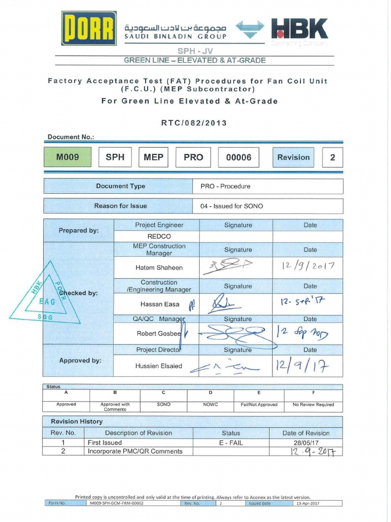 Factory Acceptance Test of Fan Coil Units | PDF | Air Conditioning ...