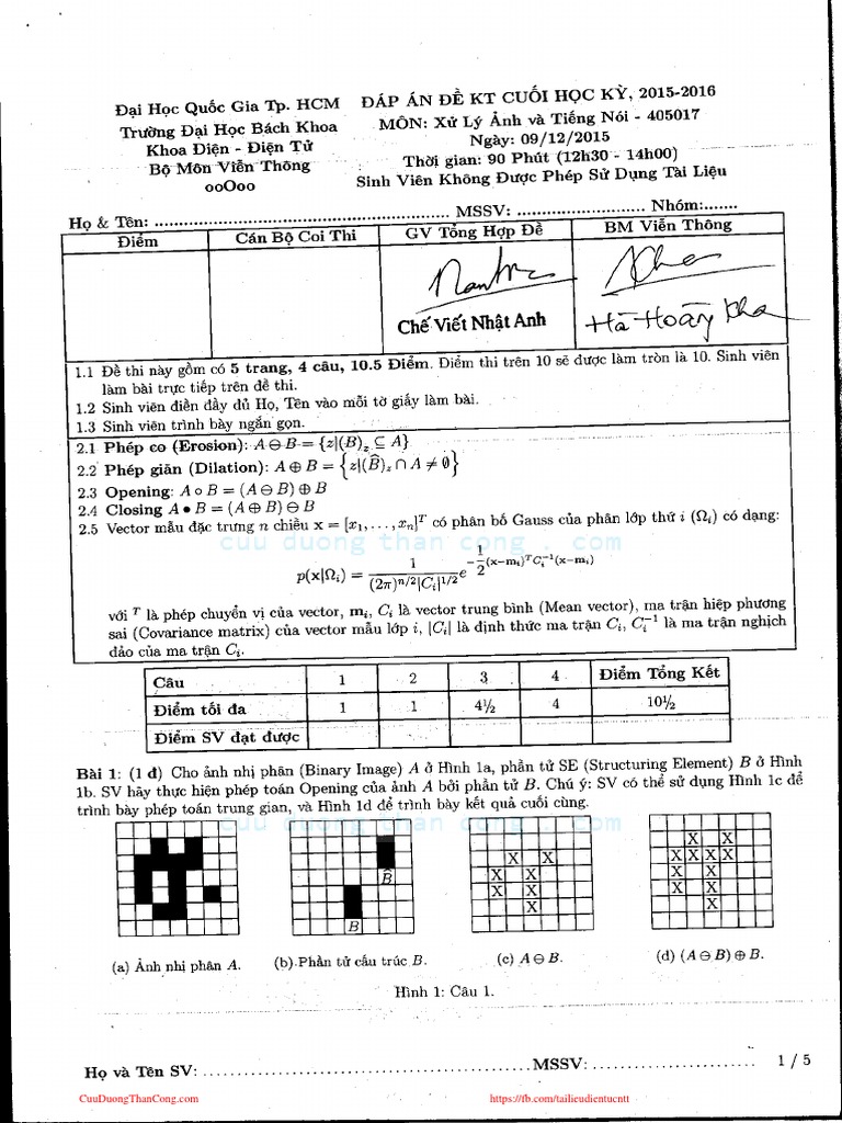 Tuyen Tap de Thi Khoa Dien Dien Tu 2016 de Kiem Tra Cuoi Ky Xu Ly Anh ...
