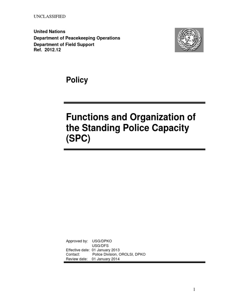 Functions of the Standing Police Capacity | PDF | United Nations ...