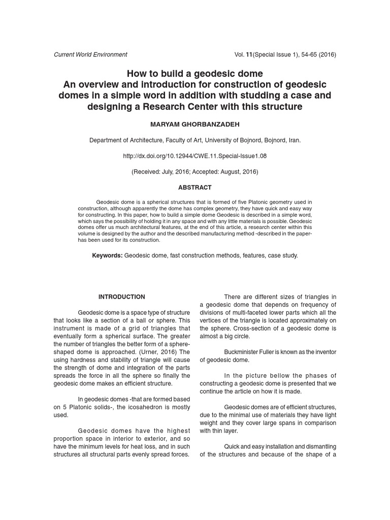 Geodesic Dome Construction Pdf Dome Sphere