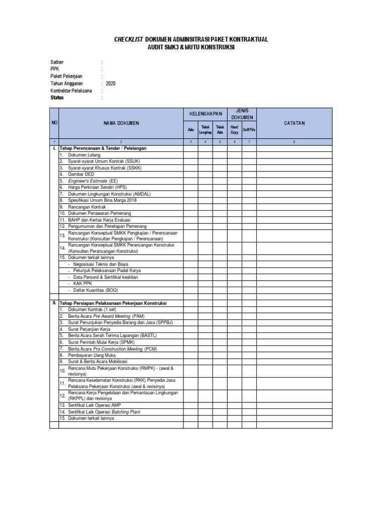 Lampiran Checklist Kelengkapan Dokumen | PDF