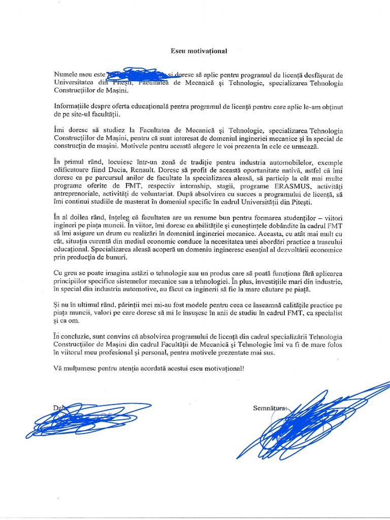 Eseu Motivational Facultate | PDF