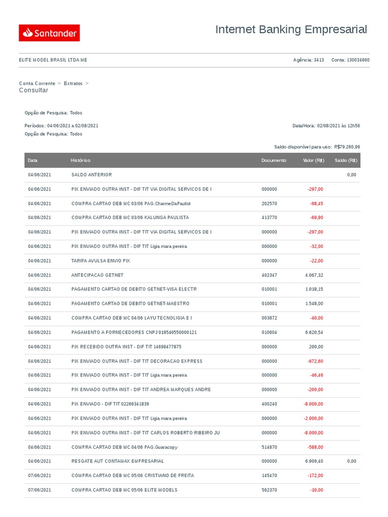 Extratos Santander 2021 | PDF | Jargão corporativo | Tecnologia financeira