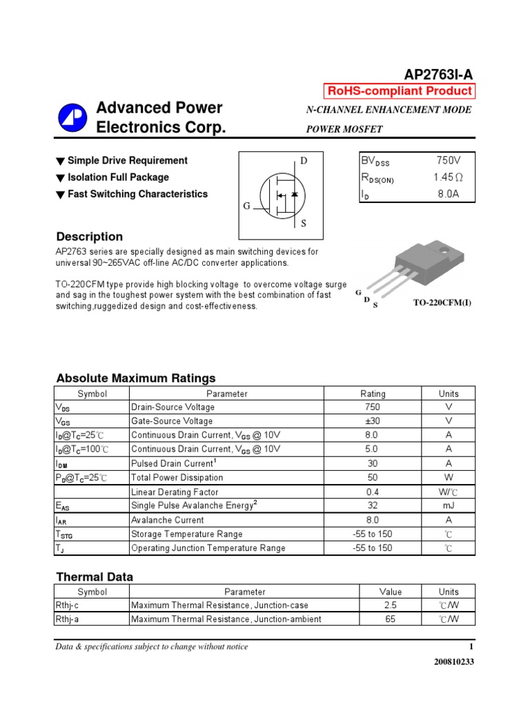 A 2763 I | PDF | Field Effect Transistor | Electrical Components