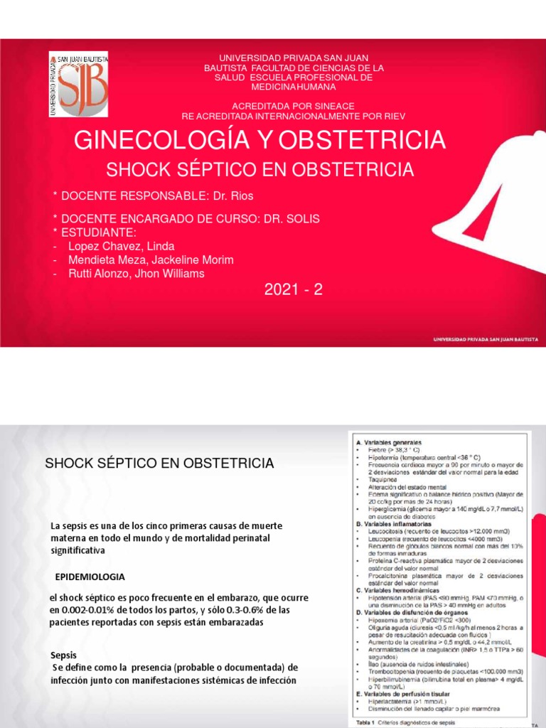 SEMINARIO 23 - SCHOCK SÉPTICO EN OBSTETRICIA. CLAVE AMARILLA. | PDF ...