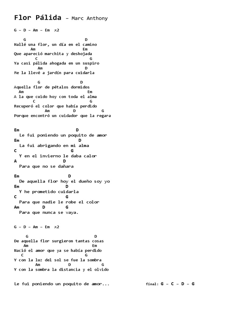 Flor Pálida - Marc Anthony | PDF