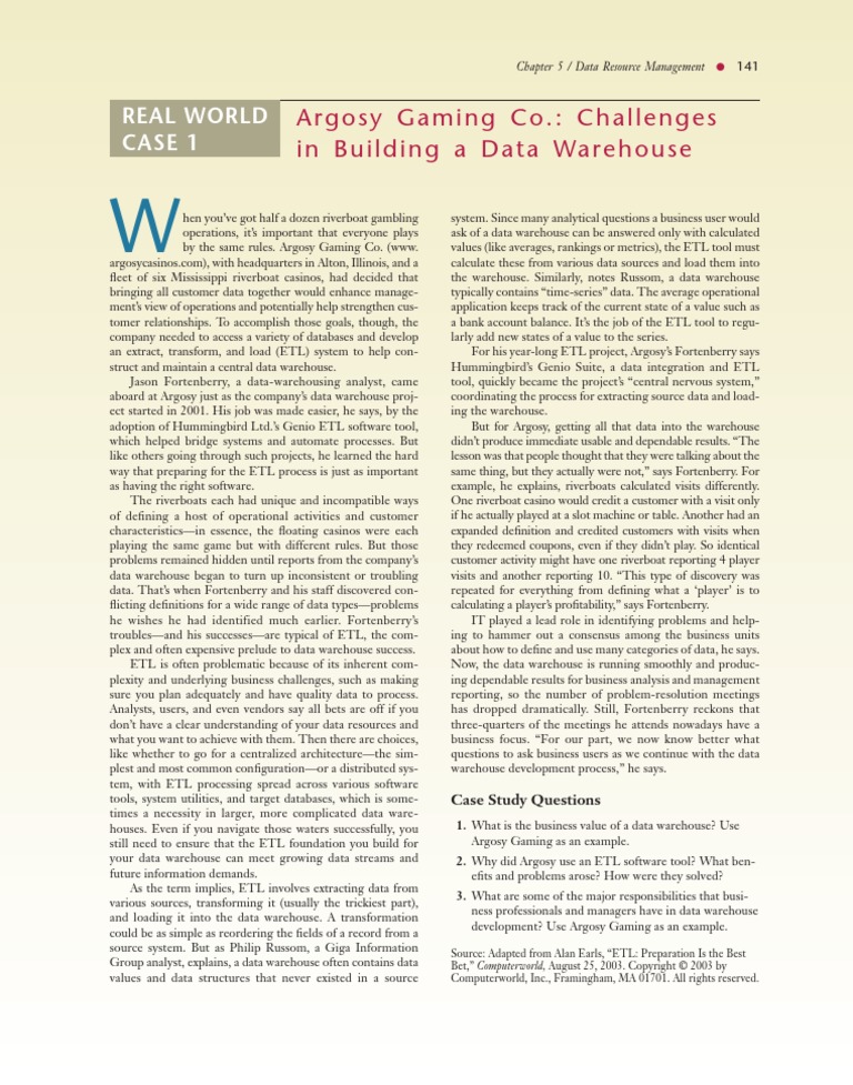 Case Study 5 | PDF | Data Warehouse | Information Technology Management