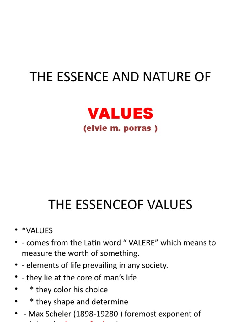 THE ESSENCE AND NATURE OF Values | PDF