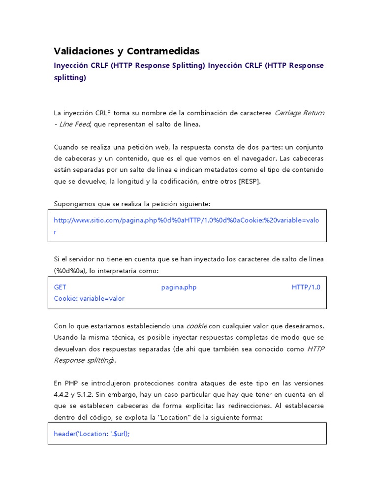 Programación Segura en PHP: Inyección CRLF (HTTP Response Splitting) | PDF | Contraseña ...