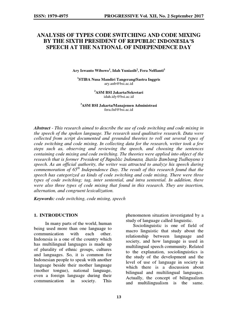 Analysis-Of-Types-Code-Switching-And-Code Mixing | PDF ...
