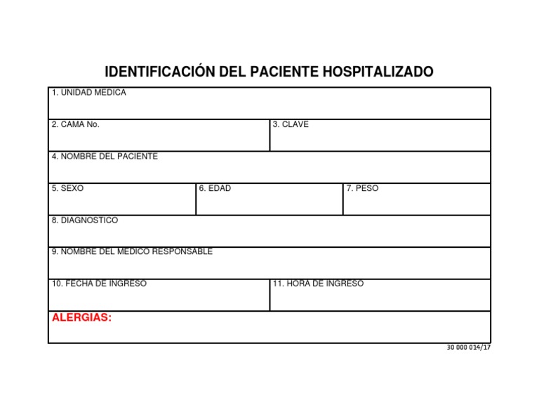 Ficha de Identificacion Del Paciente | PDF