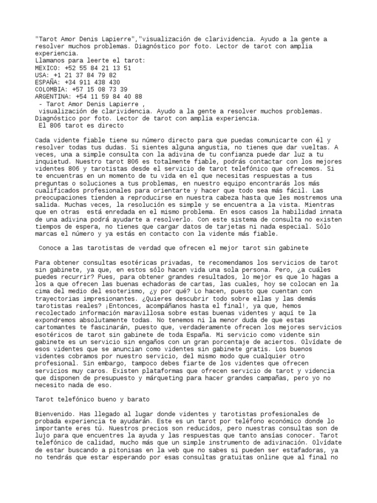 Tarot Amor Denis Lapierre | PDF | Clarividencia | Tarot