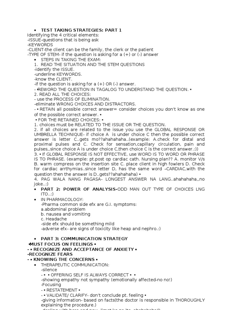 Test Taking Strategies | PDF