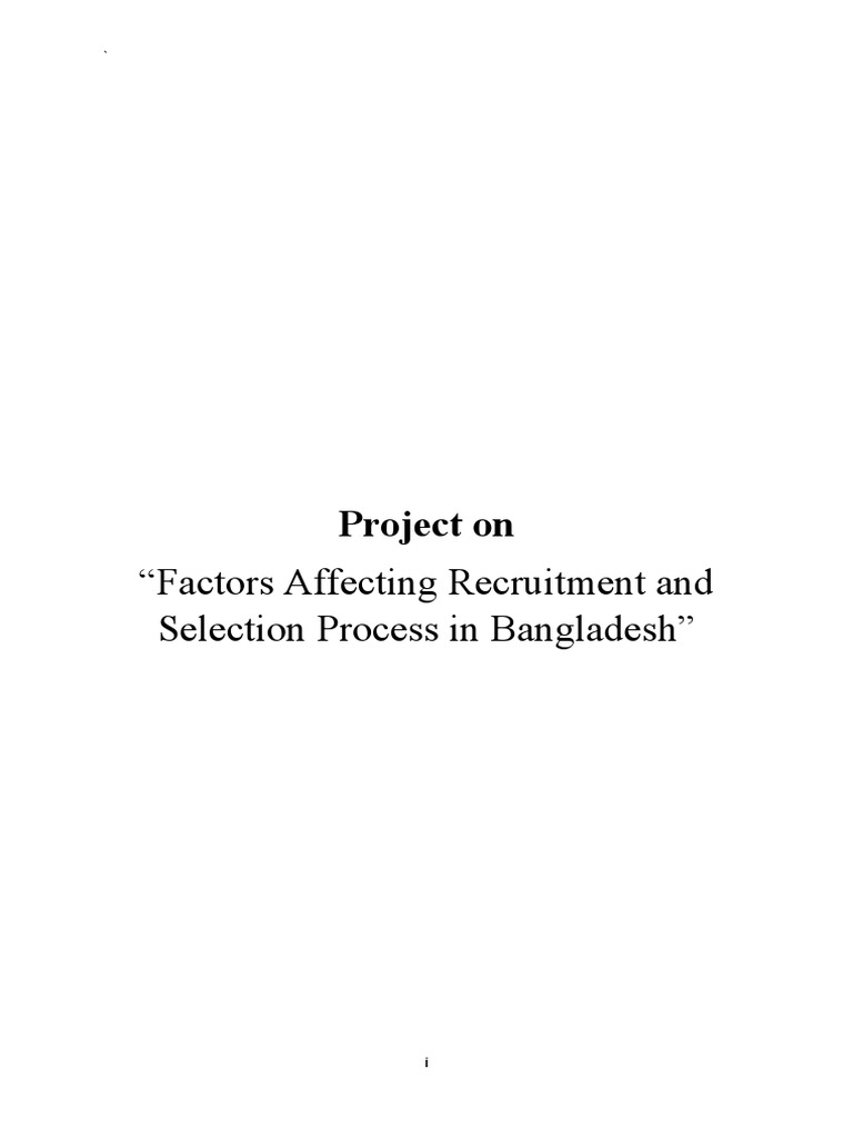 Factors Affecting Recruitment and Selection Process in Bangladesh 01.10 ...