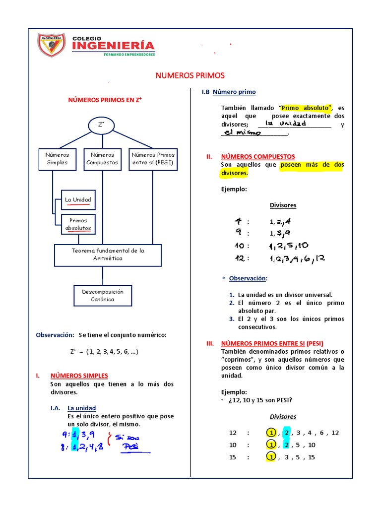 Numeros Primos - Basico | PDF | Número primo | Matemática Elemental