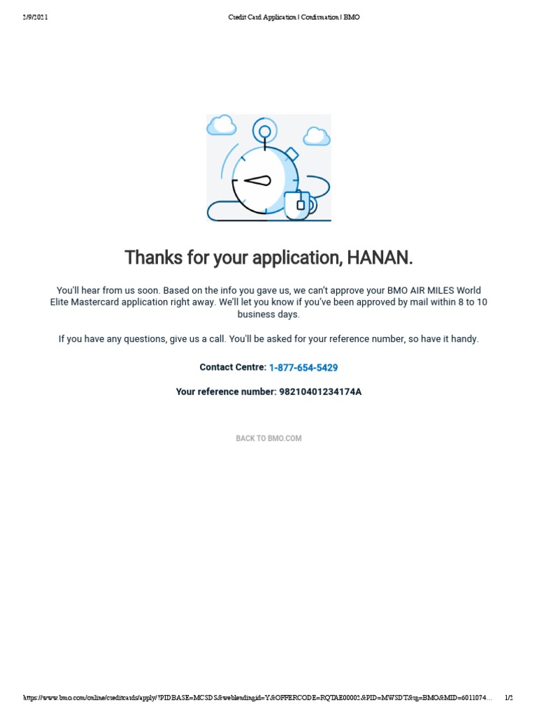 Credit Card Application - Confirmation - BMO | PDF