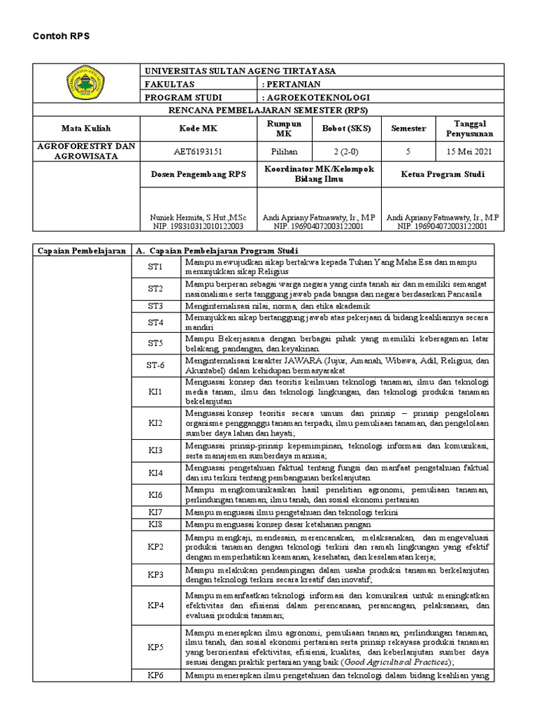 Contoh RPS | PDF