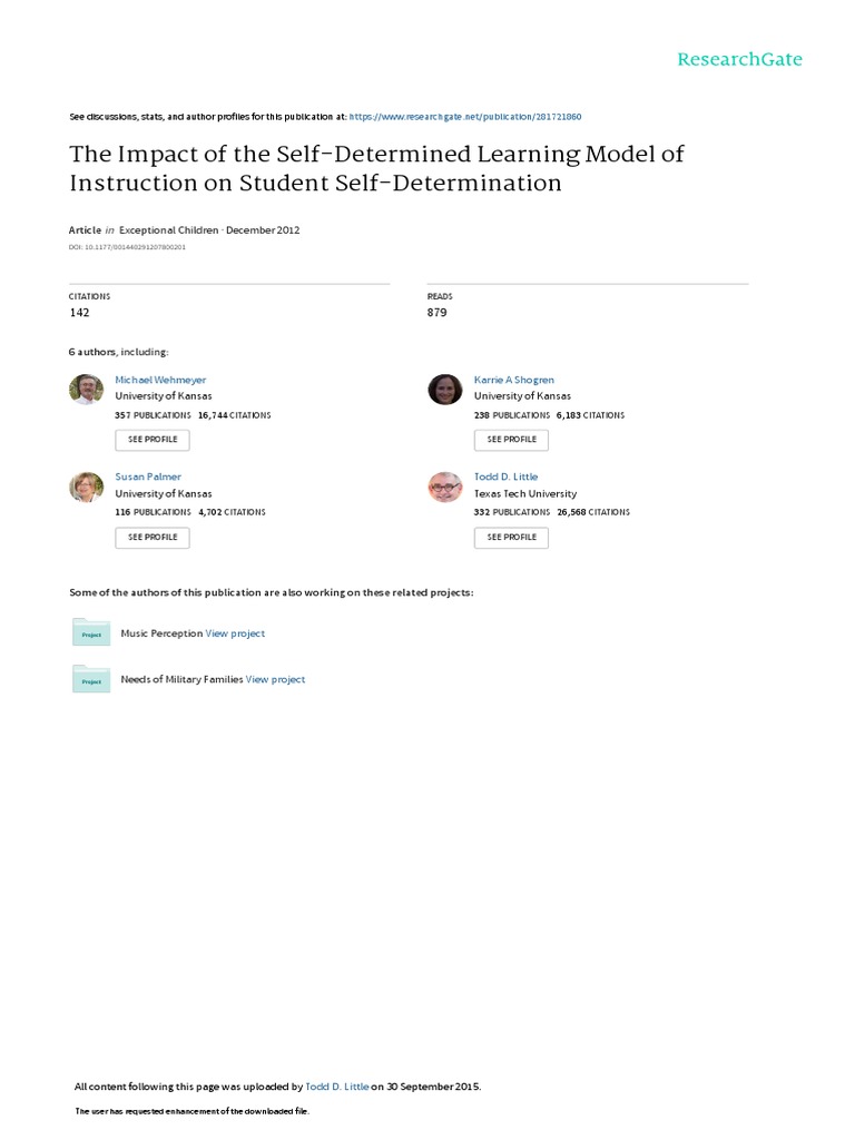 The Impact of The Self-Determined Learning Model of Instruction On ...