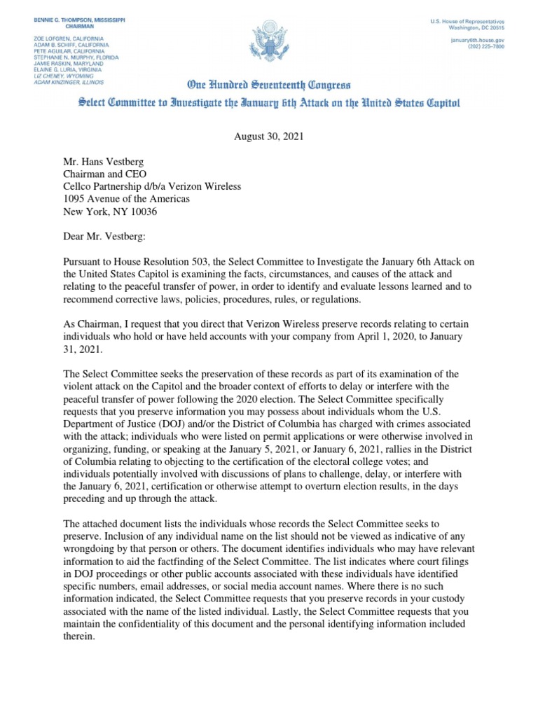 Verizon Preservation Request Letter | PDF | Computer Network | Cellular ...