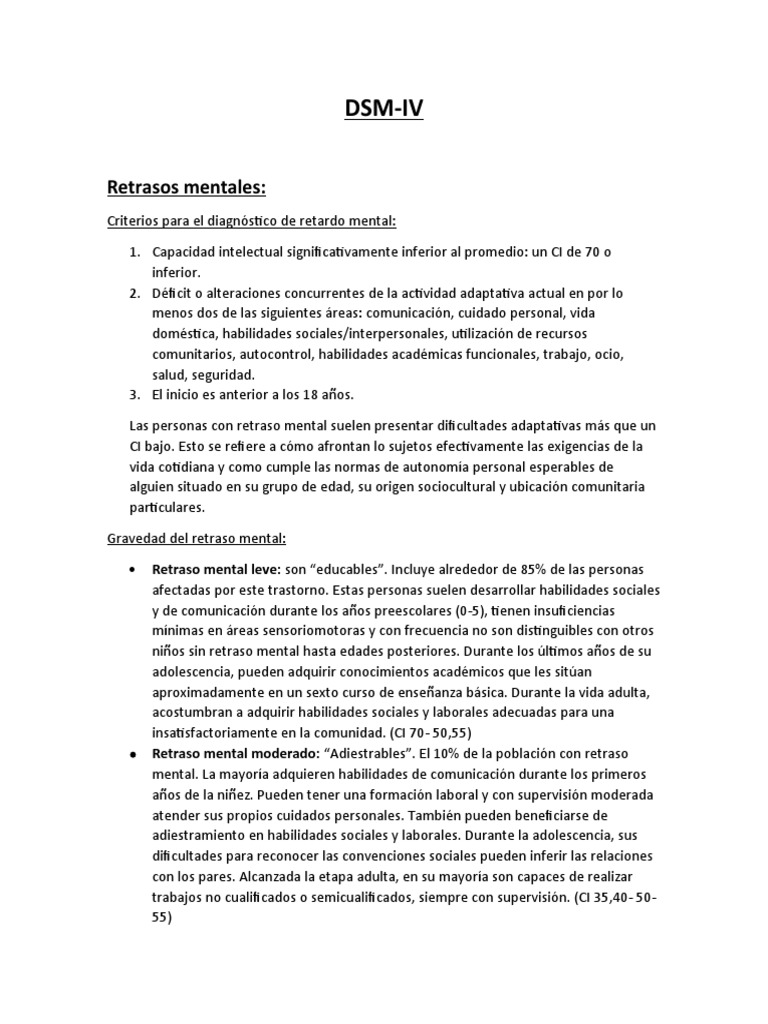 DSM Iv | PDF | Discapacidad intelectual | Desorden hiperactivo y deficit de atencion