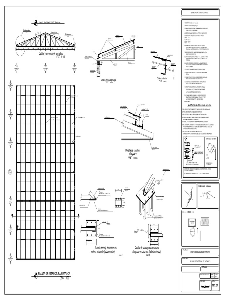 Plano Estructural 02 Armadura Salon de Eventos | PDF | Materiales | Ingeniería mecánica